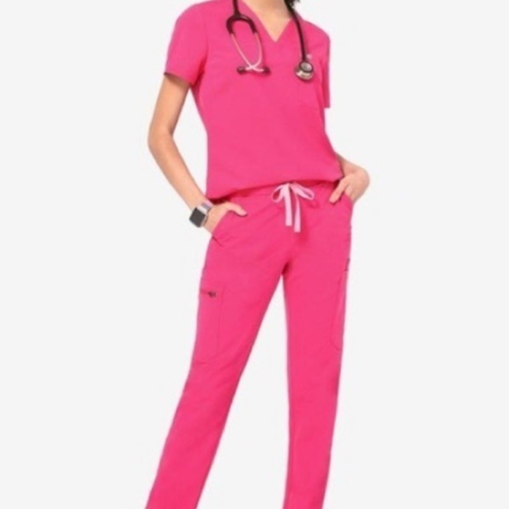 Figs Shocking Pink Yola Bottom Catarina Top Xxs Petite - Gem